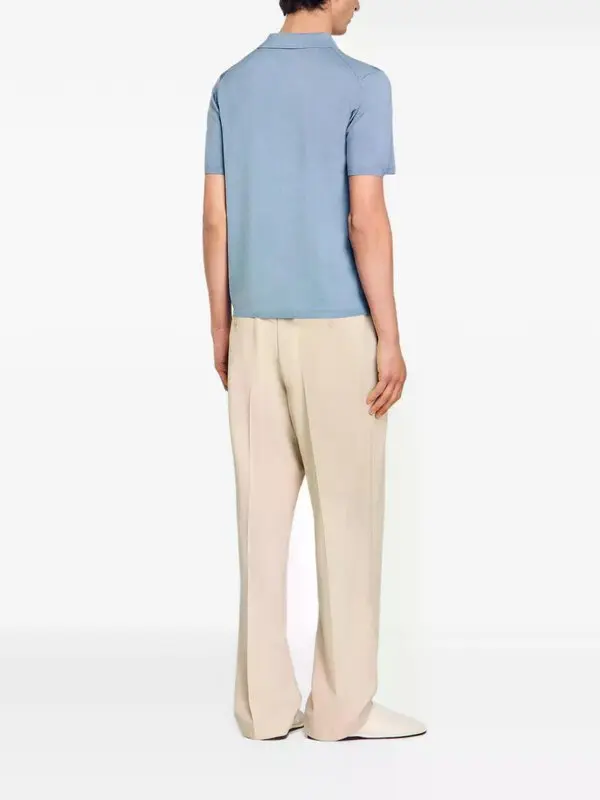 Sandro Short-sleeve Knitted Polo Shirt - Blue