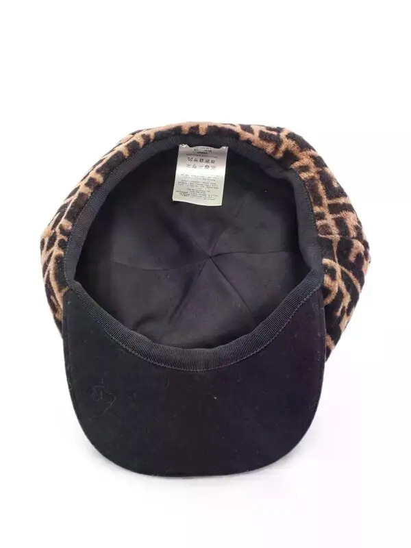 Fendi Zucca Casquette Hat Fur Wool Brown Dark Brown Black