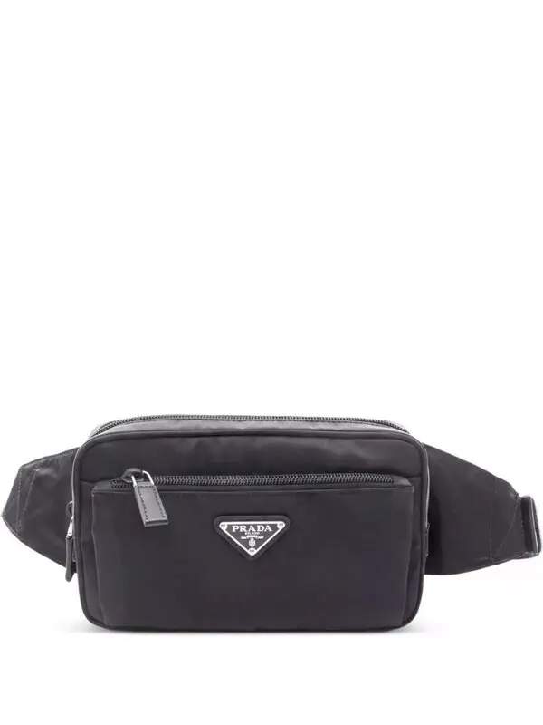 Prada Re-nylon Belt Bag With Saffiano Leather Trim - Black