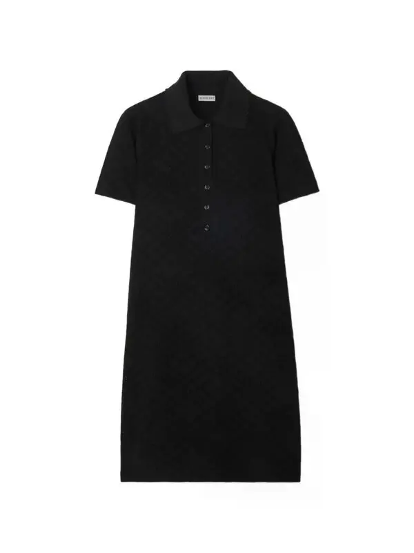 Burberry Check Pointelle Midi Dress - Black
