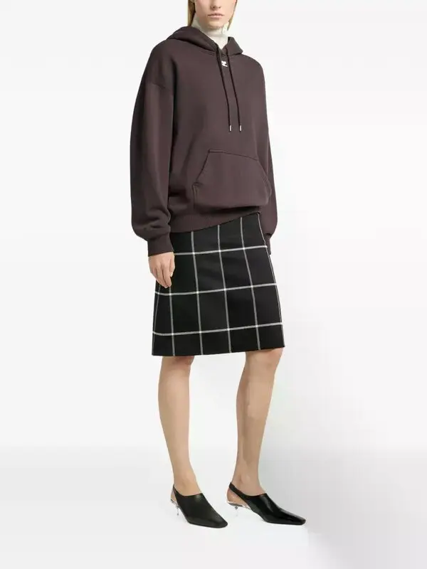 COURREGES Logo-patch Cotton Hoodie - Brown