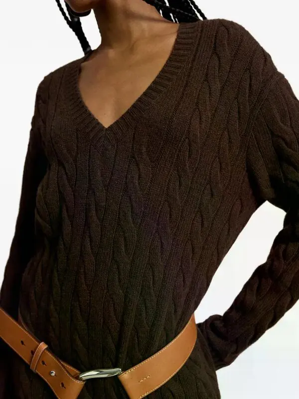 Polo Ralph Lauren Cable-knit V-neck Sweater Maxi Dress