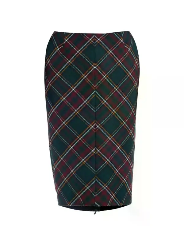 N°21 Tartan-check Midi Pencil Skirt - Green