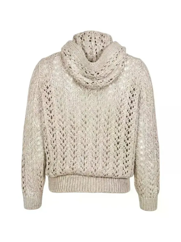 Eleventy Pointelle-knit Zip-up Hoodie