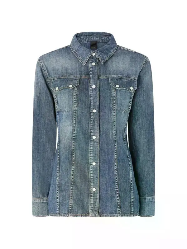 Pinko Washed-effect Button-down Shirt - Blue