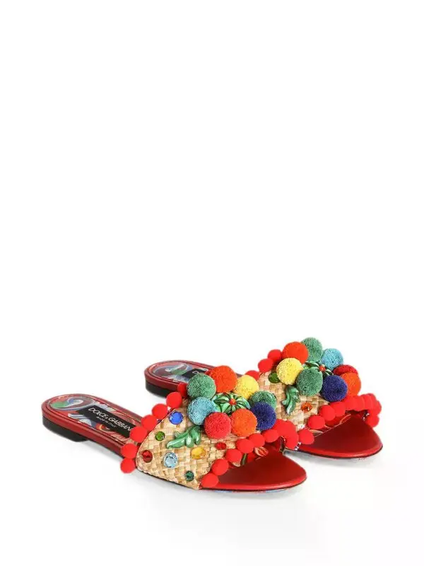 Dolce & Gabbana Bianca Pom-pom Slippers