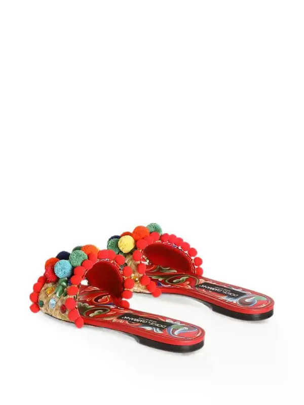 Dolce & Gabbana Bianca Pom-pom Slippers
