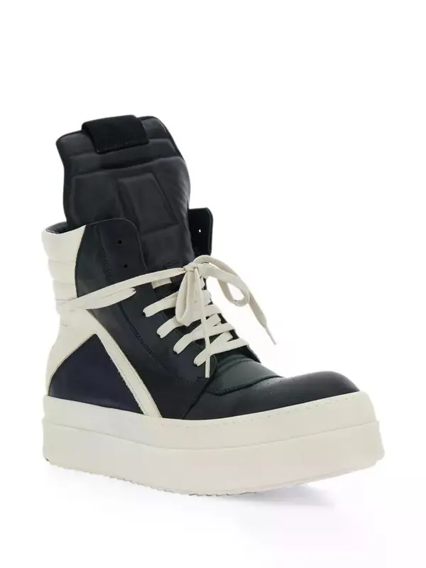 Rick Owens Jumbolace Geobasket High-top Panelled Sneakers