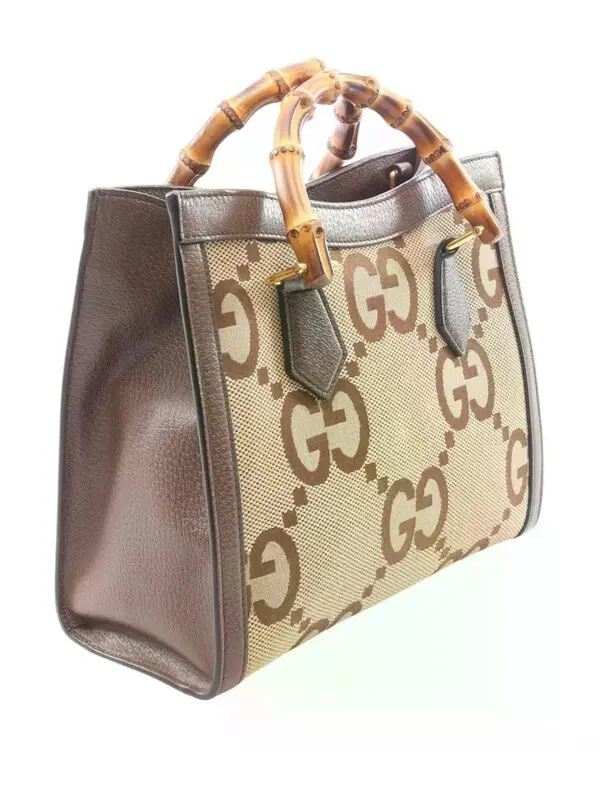 Gucci Medium Jumbo Gg Canvas Bamboo Diana Satchel