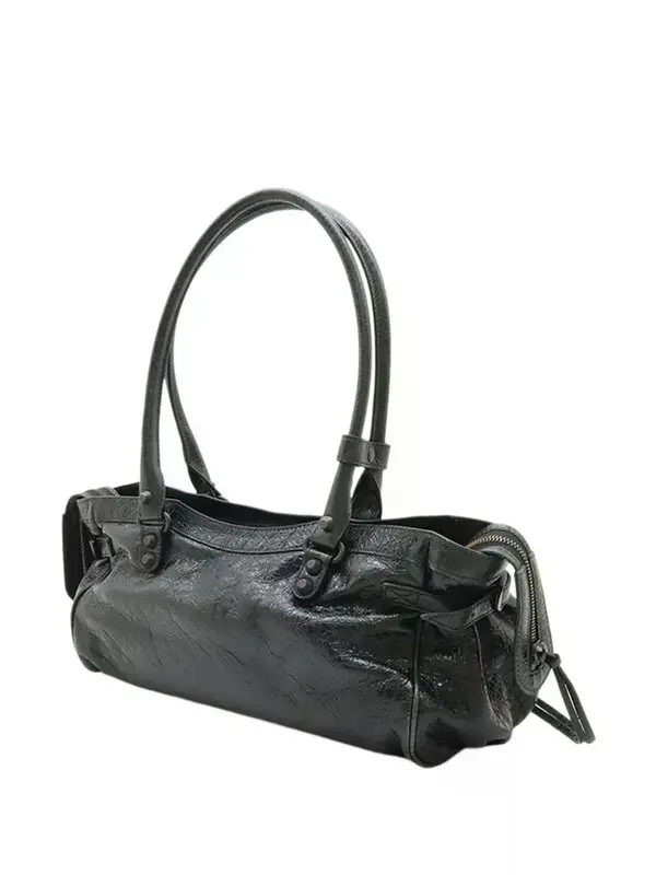 Balenciaga 2005-2026 Lambskin Leather East West Shoulder Bag - Black
