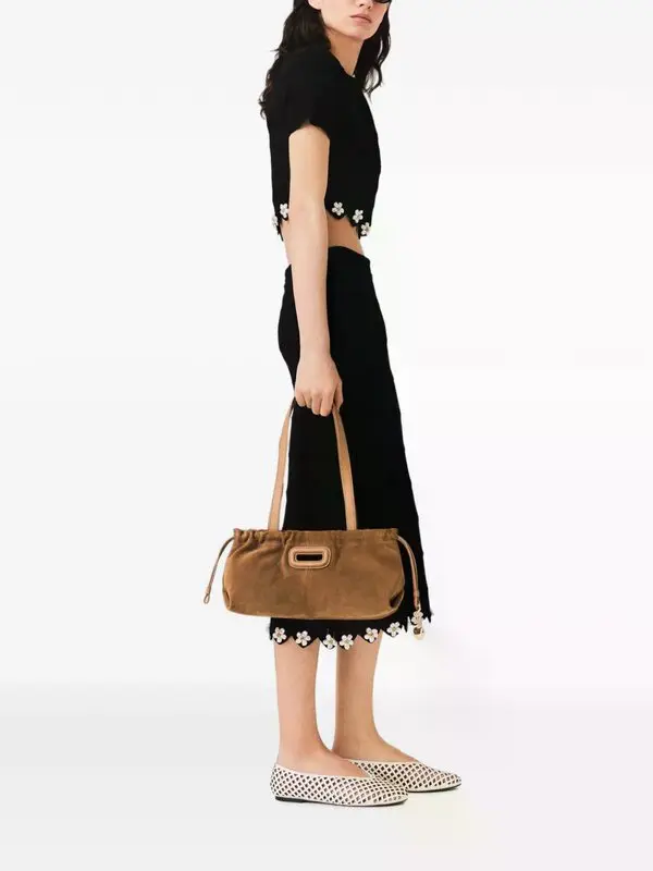 Maje Cropped Cardigan With Floral Embellishments