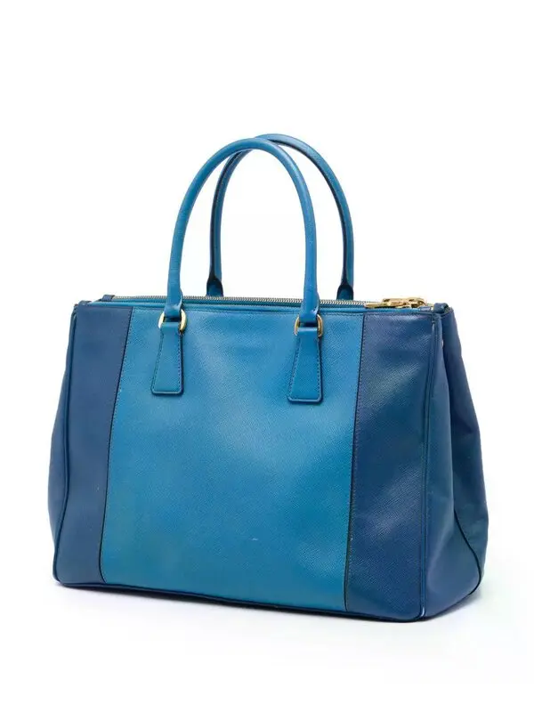 Prada 2021-2026 Large Bicolor Saffiano Lux Galleria Double Zip Satchel