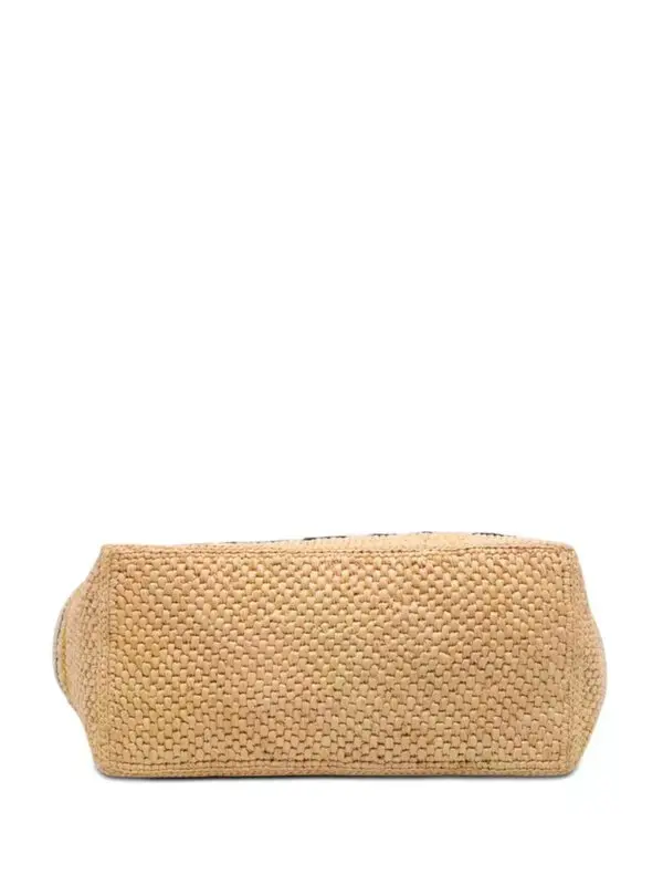 Loewe 2023 Paulas Ibiza Medium Raffia Striped Font Tote Satchel
