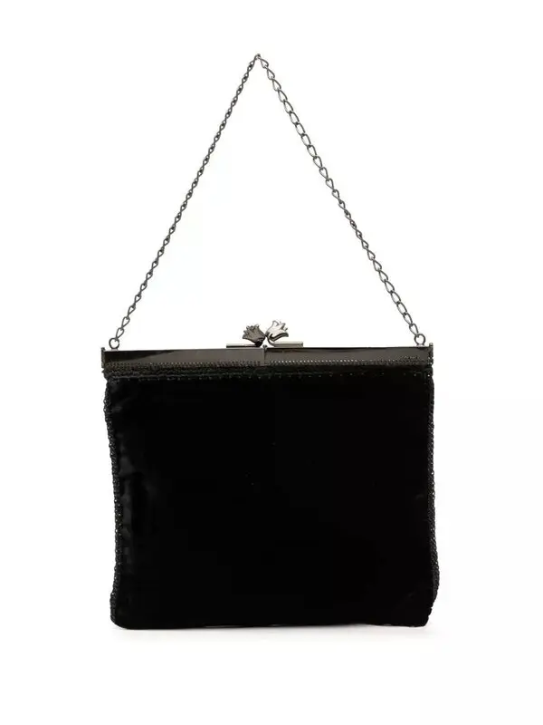 Prada 1990-2000 Velluto Ricamo Tulip Kisslock Frame Bag Handbag