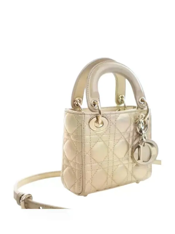 Dior 2020-2026 Micro Metallic Lambskin Cannage Lady Satchel