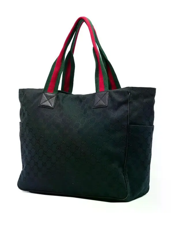 Gucci 2016-2026 Gg Canvas Web Double Pockets Tote Bag - Black