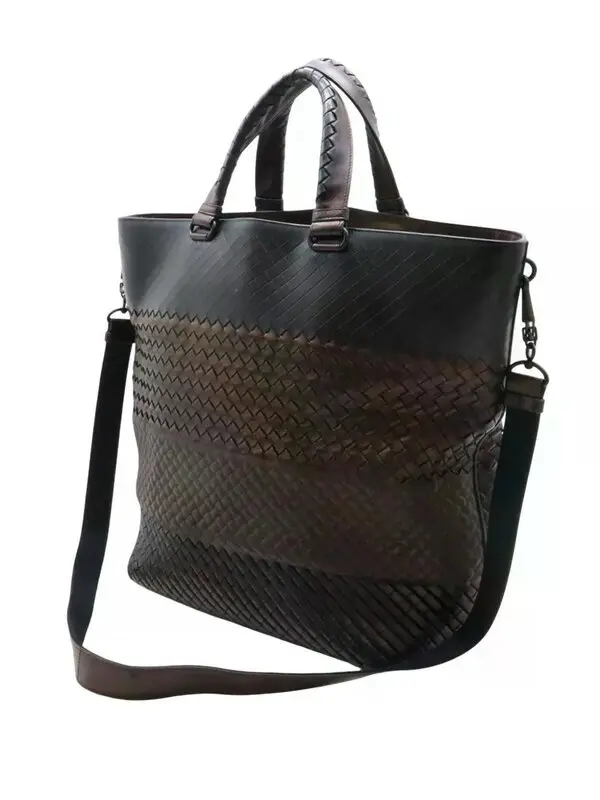 Bottega Veneta 2012-2026 Bicolor Nappa Intrecciato Imperatore Convertible Tote Satchel - Brown