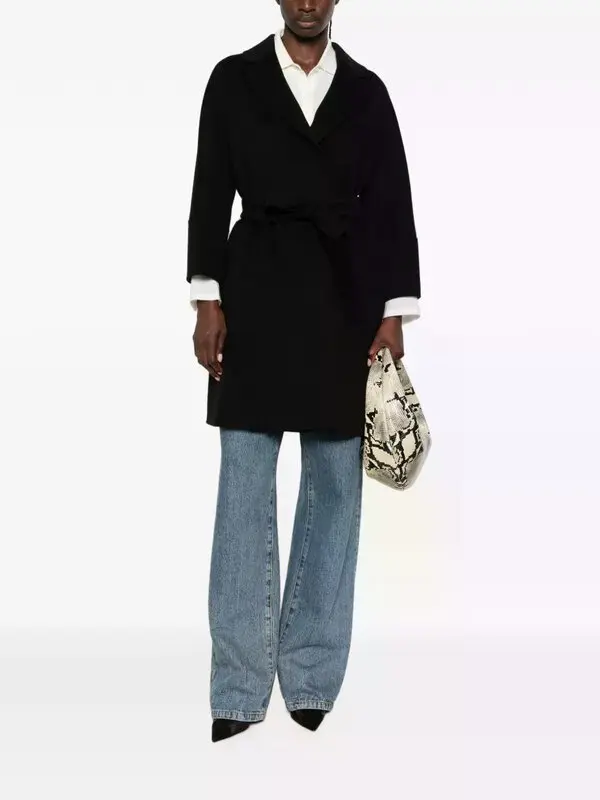 Max Mara Arona Belted Notch-lapel Coat - Black