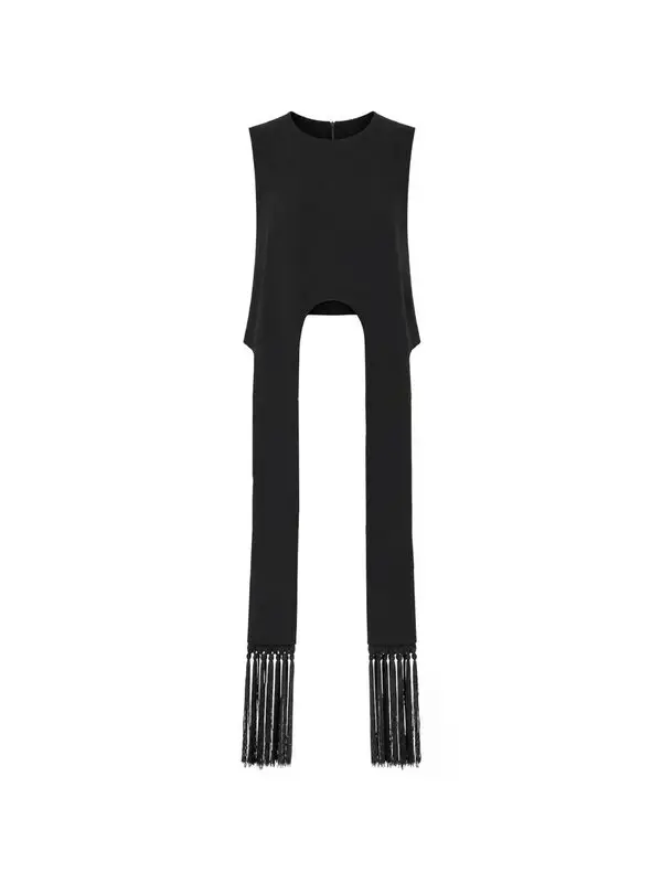 Alexis Rennes Fringe-trim Top - Black