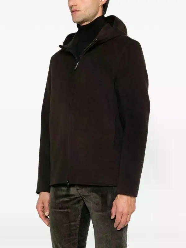 GIORGIO BRATO Hooded Zip-up Wool Jacket