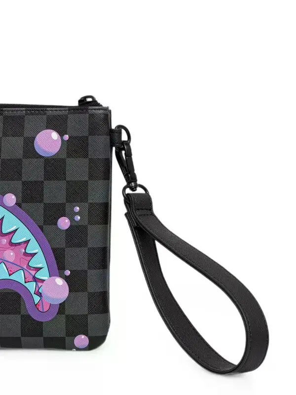 SPRAYGROUND Purple Slime Checkered Shark-mouth Clutch Bag