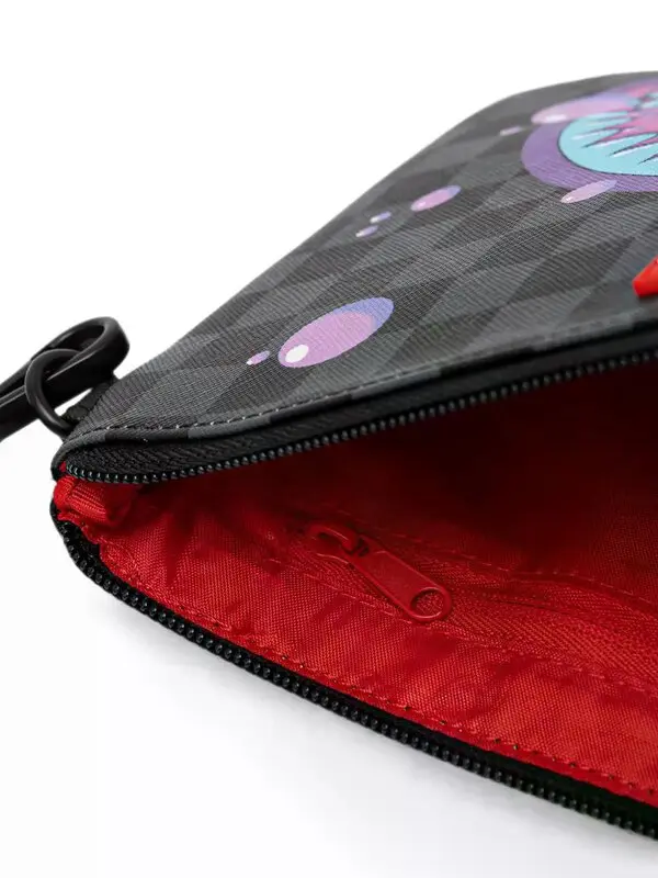 SPRAYGROUND Purple Slime Checkered Shark-mouth Clutch Bag