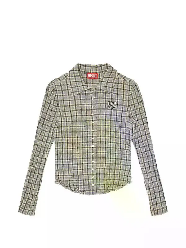DIESEL® Check Shirt With Seersucker Effect - Grey
