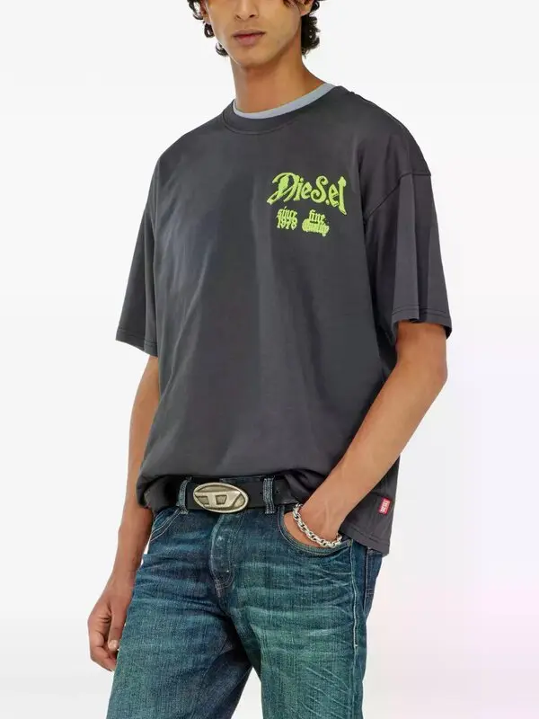 DIESEL® Cotton T-shirt With Flock Graphic