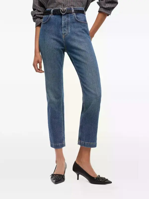 Pinko Faded-effect Cropped Jeans