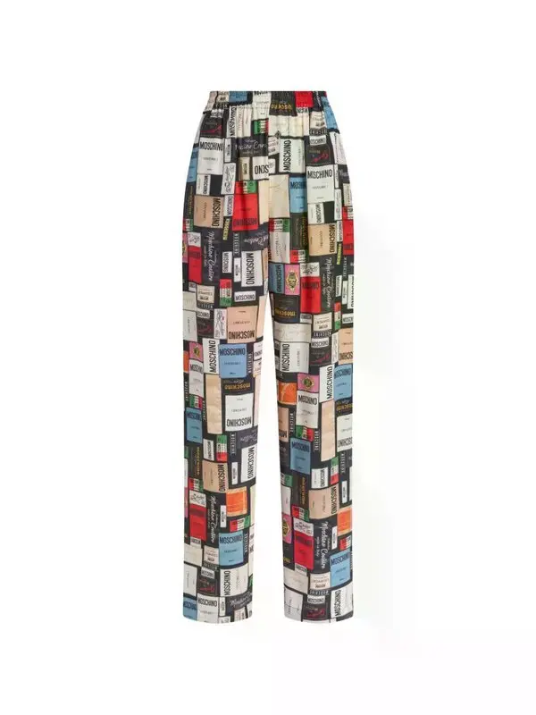 Moschino Printed Straight Leg Trousers - Black