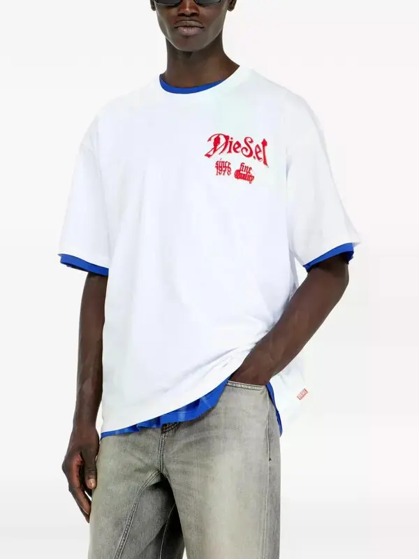 DIESEL® Cotton T-shirt With Flock Graphic