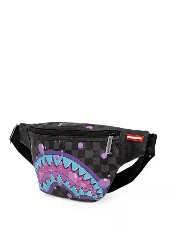 SPRAYGROUND Purple Slime Check-pattern Shark-mouth Belt Bag