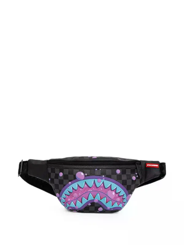 SPRAYGROUND Purple Slime Check-pattern Shark-mouth Belt Bag