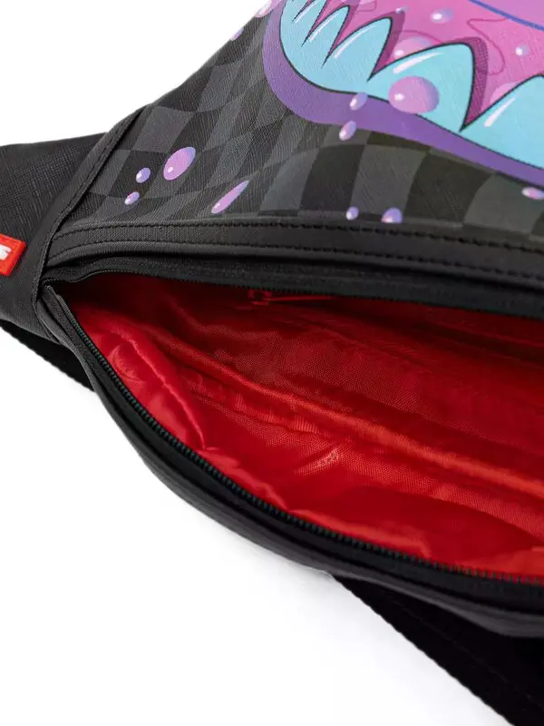 SPRAYGROUND Purple Slime Check-pattern Shark-mouth Belt Bag
