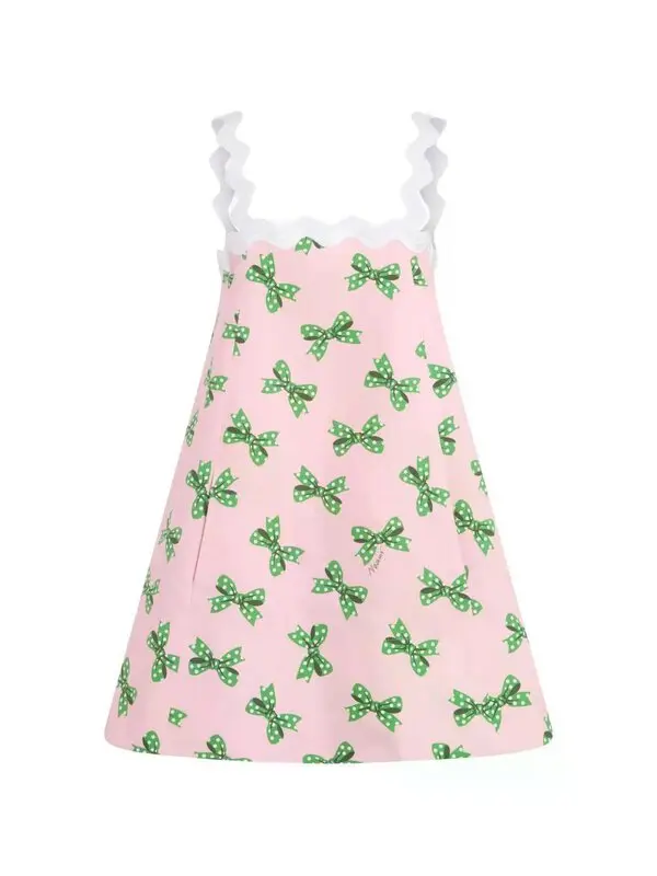 Moschino Bow-print Scalloped-trim Mini Dress - Pink