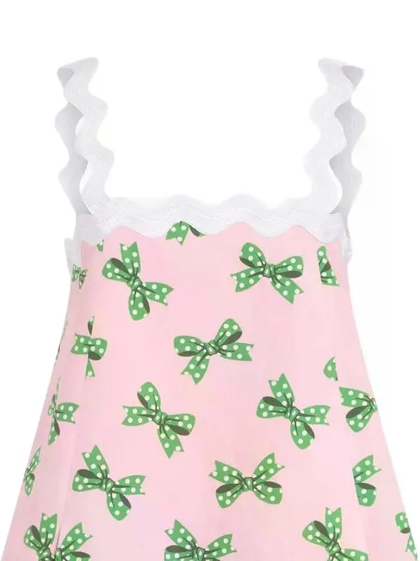 Moschino Bow-print Scalloped-trim Mini Dress