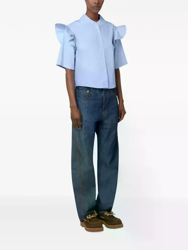 Moschino Ruffled Short-sleeve Shirt - Blue