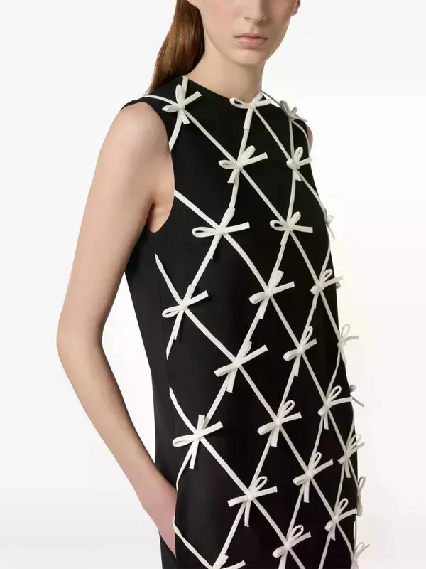 Moschino Sleeveless Lattice Mini Dress With Bow Embellishments - Black