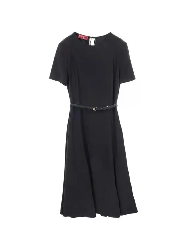 Gucci 2000s Belted Short-sleeved Midi Dress - Blue
