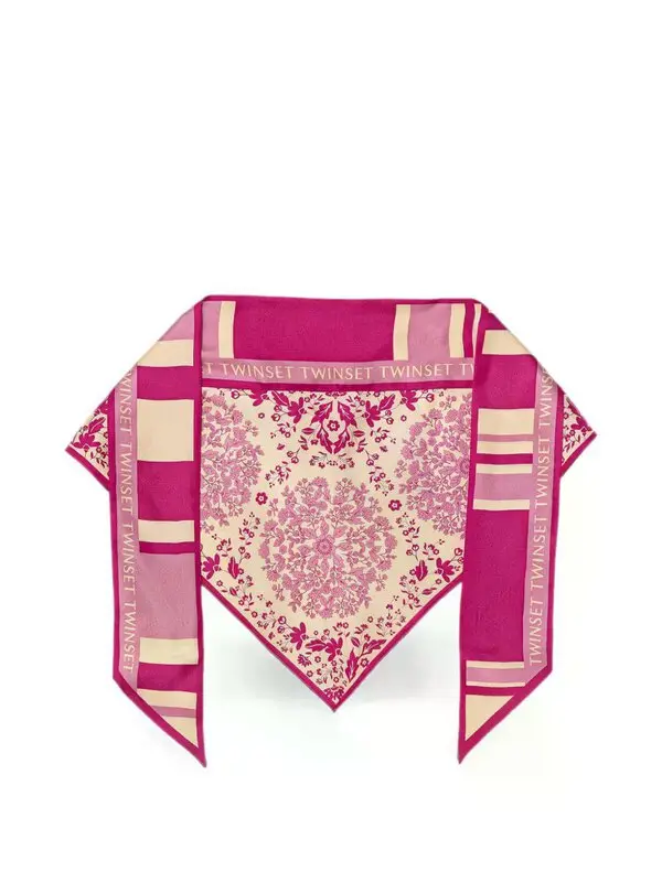 TWINSET Floral-print Striped Scarf