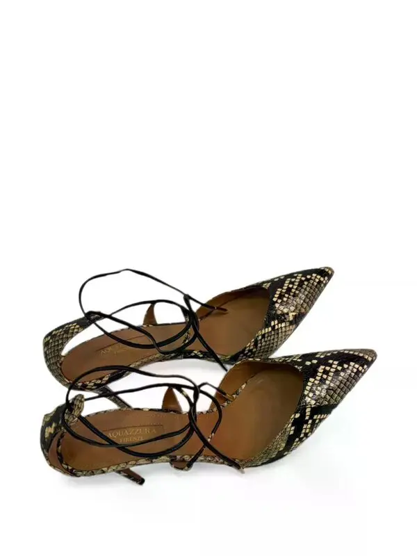 AQUAZZURA Snakeskin-effect Self-tie Pumps