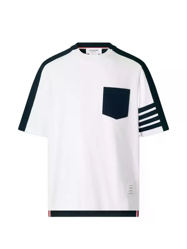 Thom Browne Jersey 4-bar Colorblock Oversized T-shirt - White
