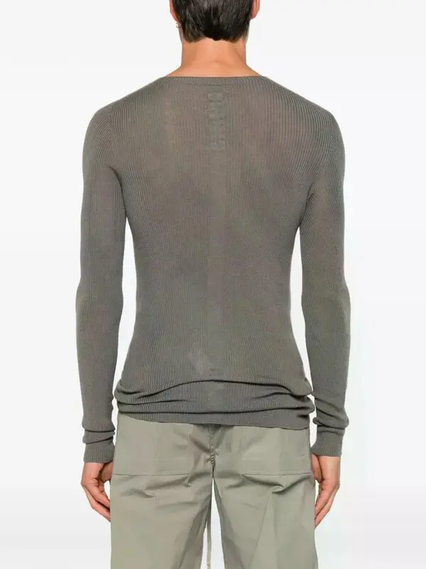Rick Owens Ribbed Knit Round Neck Sweater