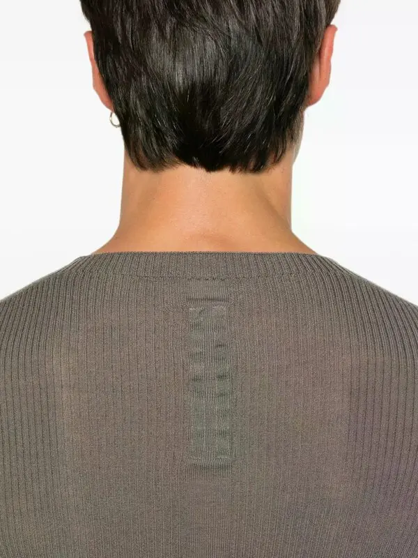 Rick Owens Ribbed Knit Round Neck Sweater
