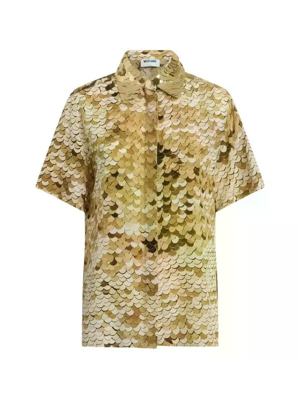 Moschino Sequin-embellished Short-sleeve Shirt - Gold