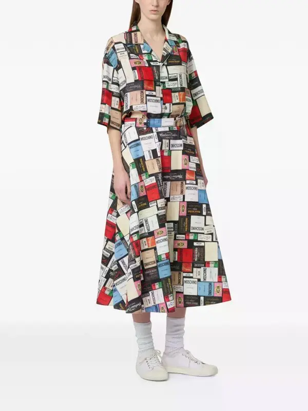Moschino Print A-line Midi Skirt - Black