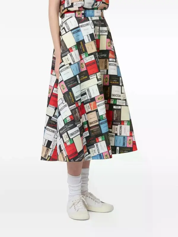 Moschino Print A-line Midi Skirt - Black