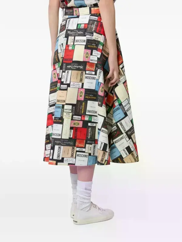 Moschino Print A-line Midi Skirt - Black