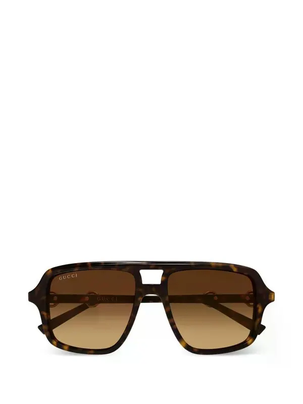 Gucci Square Horsebit-detail Sunglasses - Brown