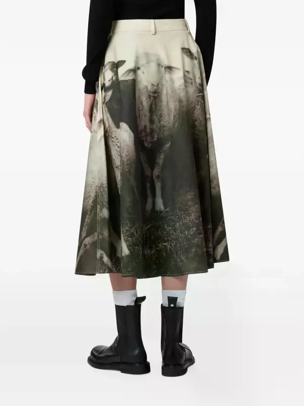 Moschino Sheep Print Flared Midi Skirt